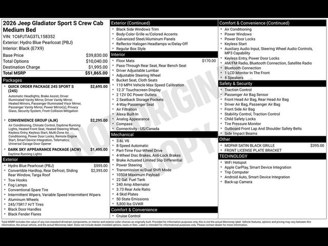 New 2026 Jeep Gladiator Pickup For Sale in Toledo, OH | Auto Navigator